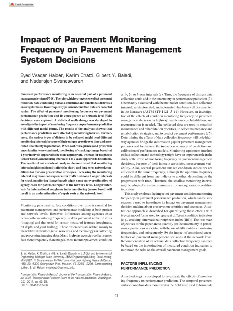 Impact of Pavement Monitoring Frequency On PMS | PDF | Errors And ...