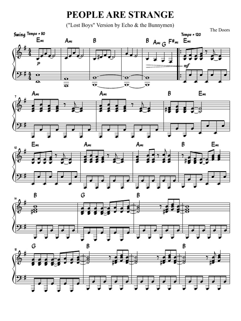 People Are Strange: E G F A B B A E | PDF | Musical Forms | Musical ...