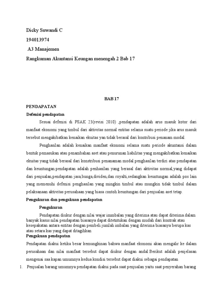 Akm 2 Rangkuman Bab 17 | PDF