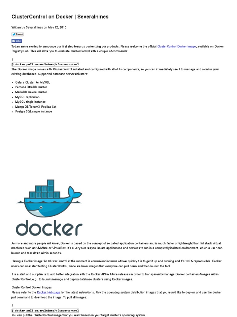 ClusterControl On Docker - Severalnines | PDF | Computer Cluster | My Sql