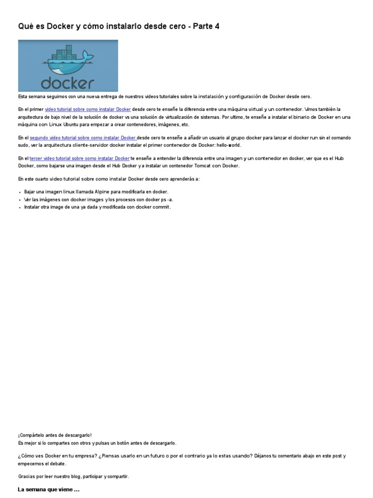 Qué Es Docker y Cómo Instalarlo Desde Cero - Parte 4 | PDF