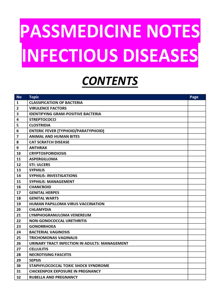 PASSMEDICINE MRCP NOTES-INFECTIOUS DISEASES AND STIs | PDF ...