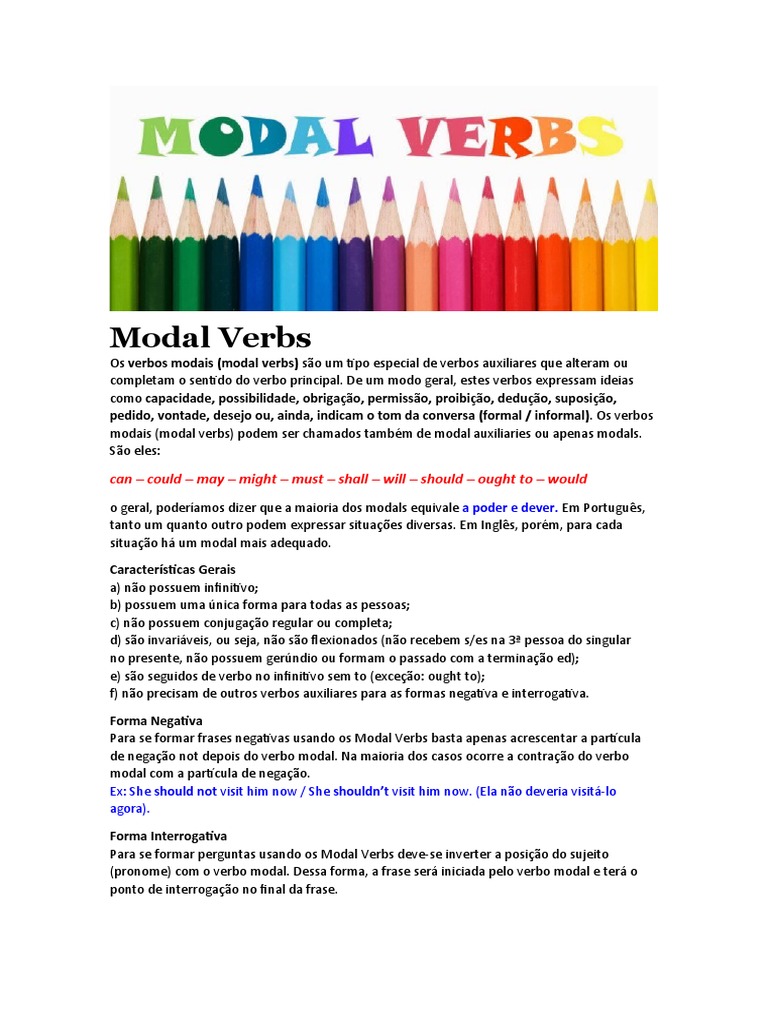 Modal Verbs | PDF | Morfologia | Conjugação gramática