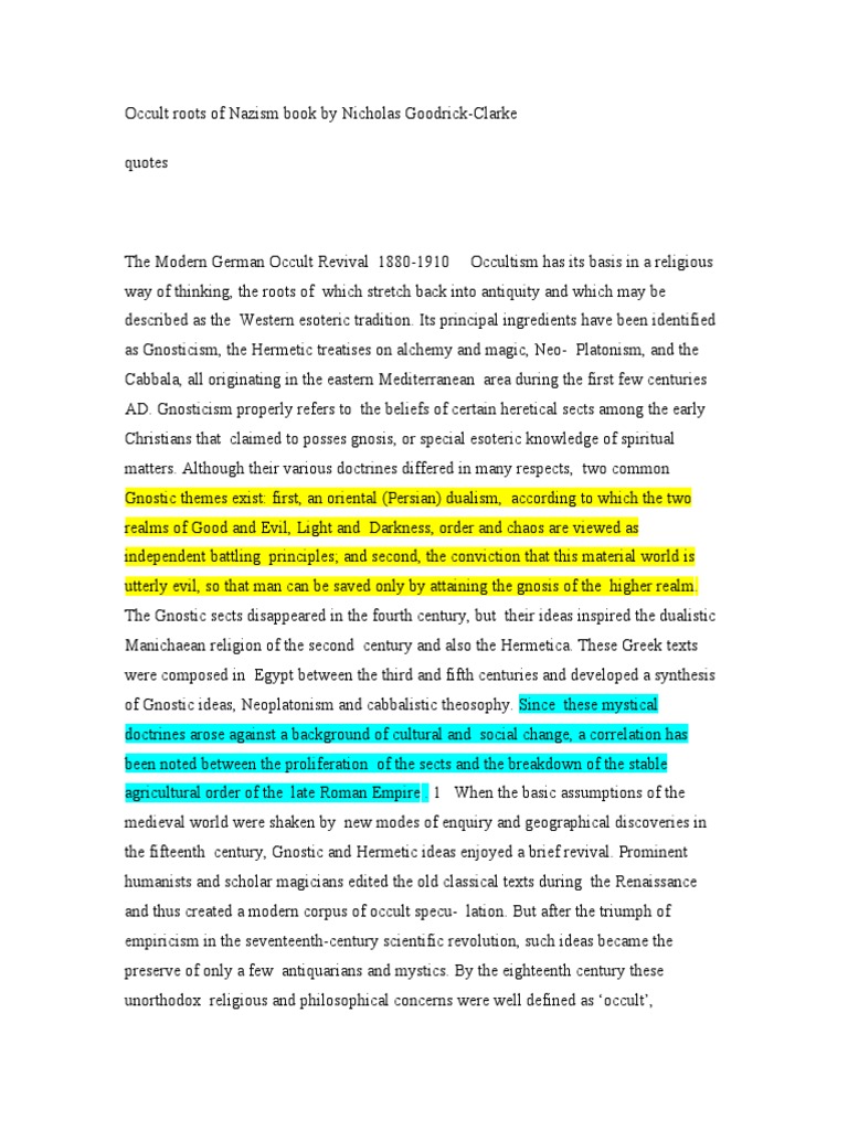 Occult Roots of Nazism Book Quotes by Nicholas Goodrick | PDF ...
