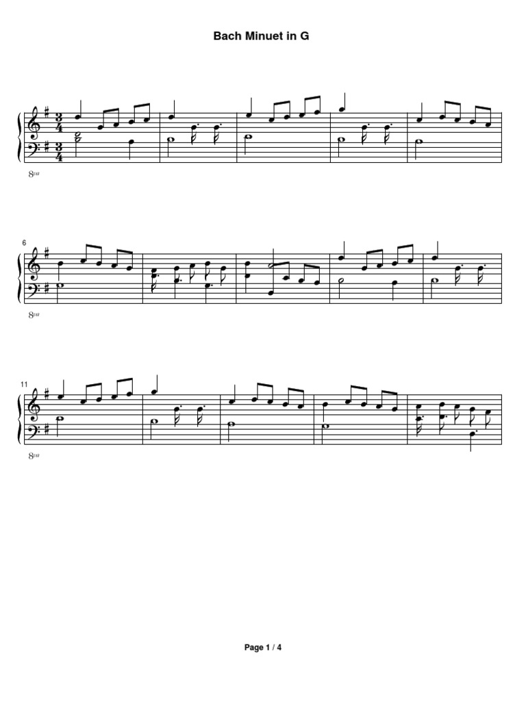 Bach Minuet in G Sheet Music PDF | PDF