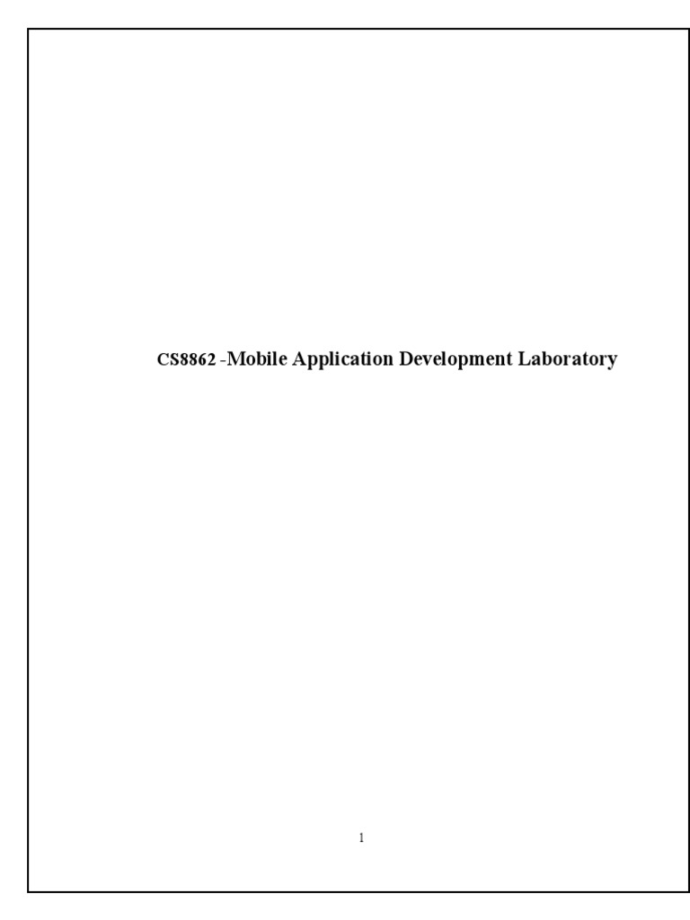 CS8862-Mobile Application Development Lab-Manual-FINAL | PDF | Android (Operating System ...