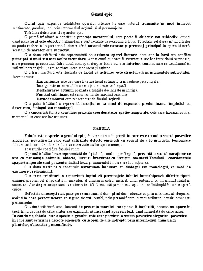 Genul epic-FABULA | PDF