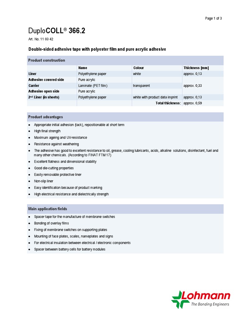 Duplocoll: Double-Sided Adhesive Tape With Polyester Film and Pure ...