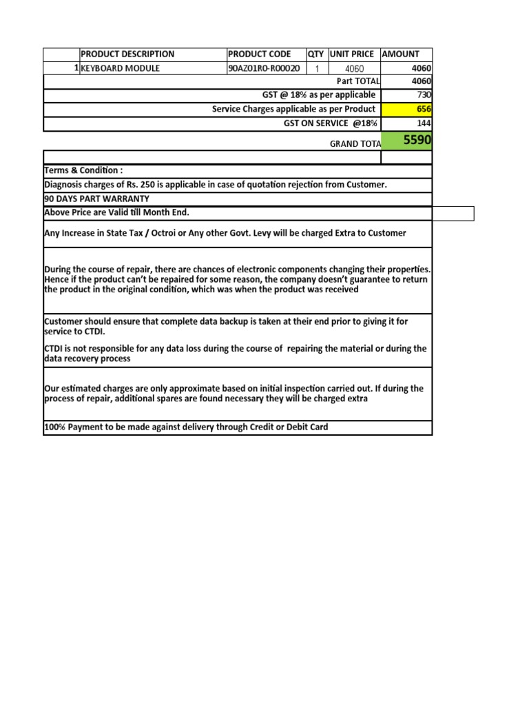 Demo For Quotation | PDF | Taxes | Payments