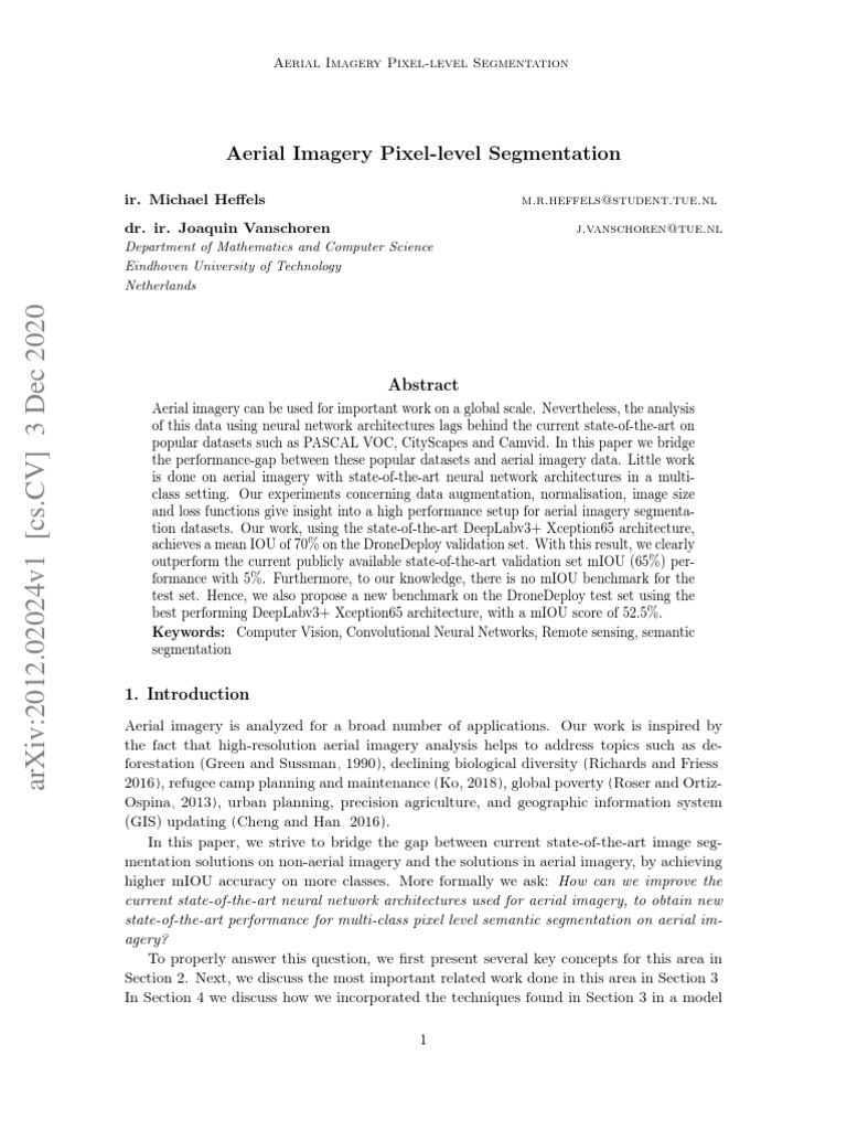 Aerial Imagery Pixel-Level Segmentation | Download Free PDF | Image ...