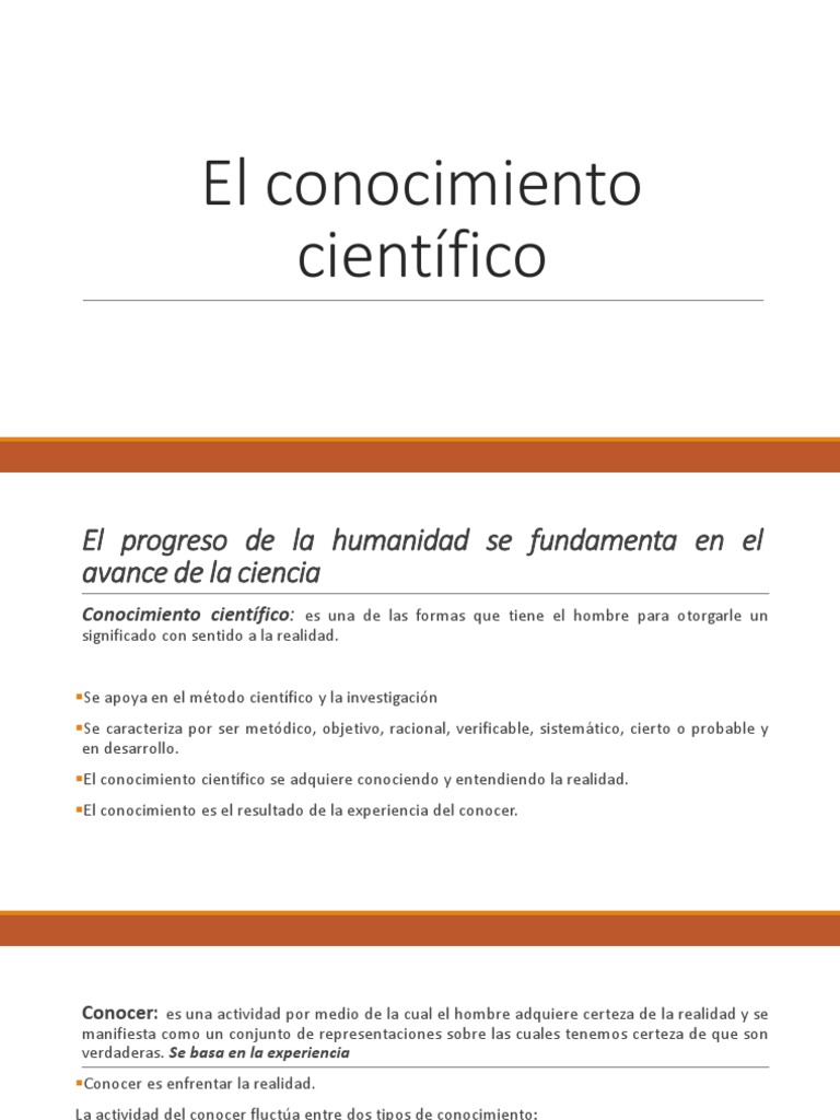 El Conocimiento Científico | PDF | Conocimiento | Método científico