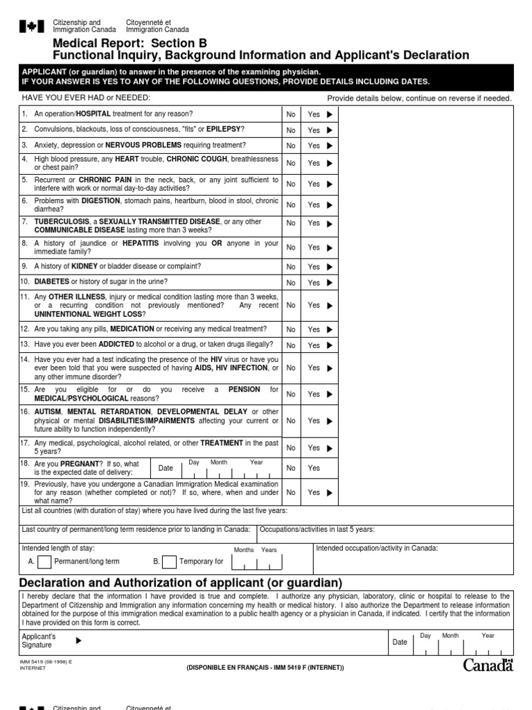 Canadian Medical Report Forms | PDF | Physical Examination ...
