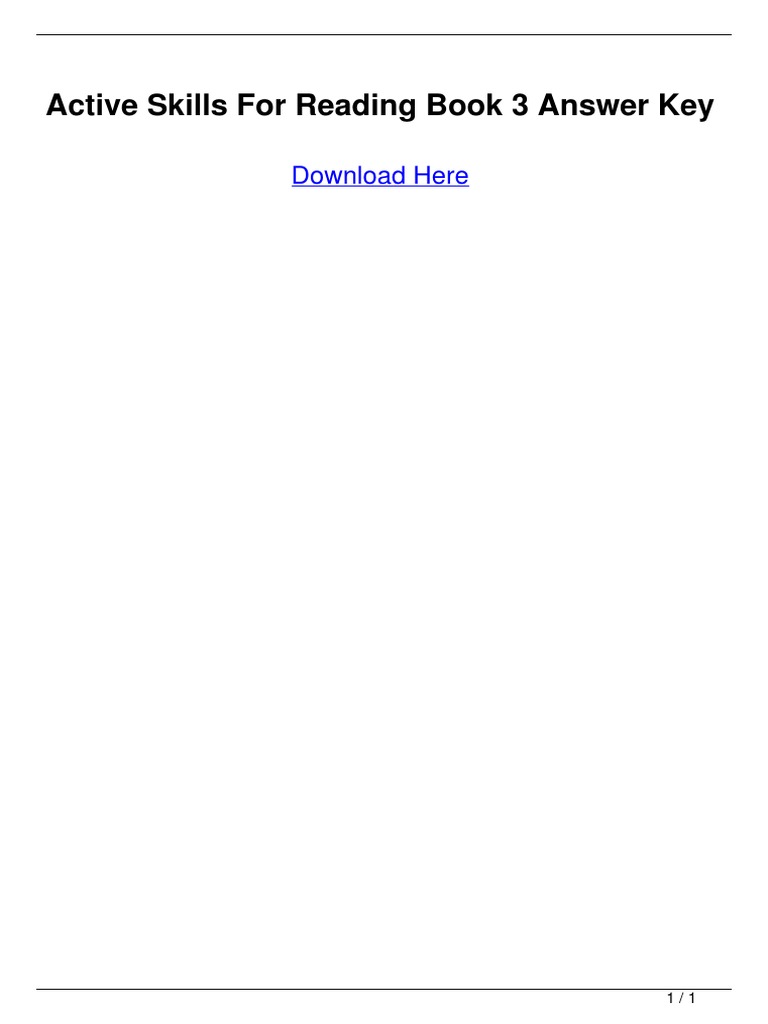 Active Skills For Reading Book 3 Answer Key: Download Here | PDF