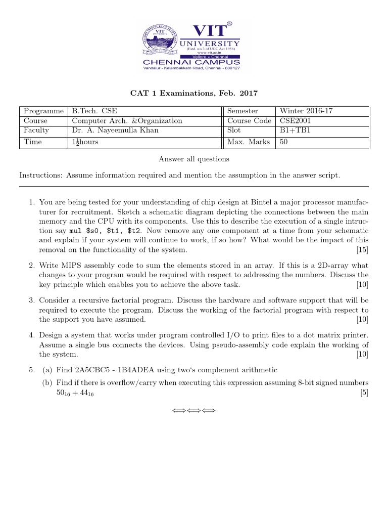Cse2001 Sample Cat1 | PDF