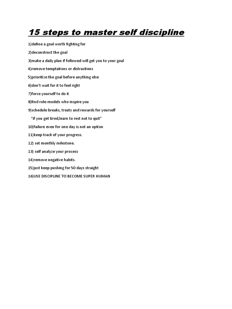 15 Steps To Master Self Discipline | PDF