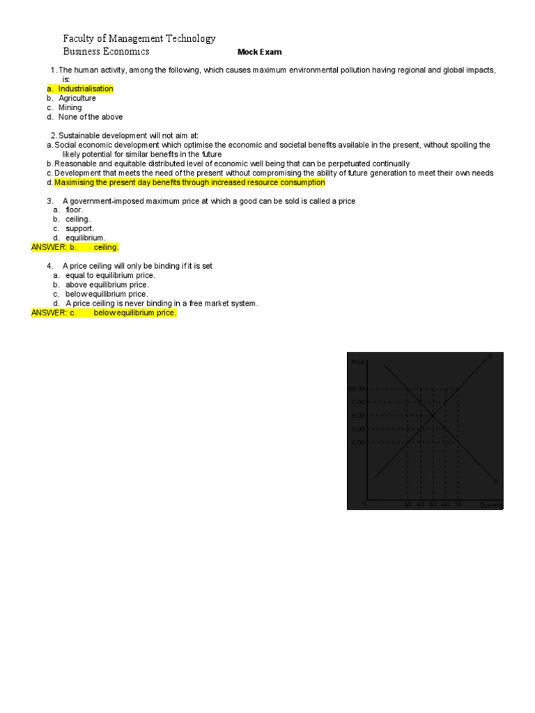 Business Economics Mock Exam Model Answer | PDF | Price Elasticity Of ...