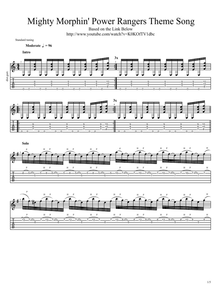 Misc Television - Mighty Morphin Power Rangers Theme | PDF | Échecs ...