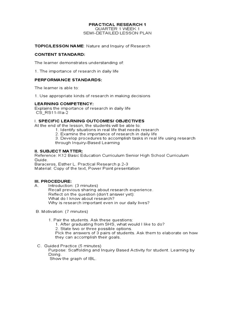 RANKING Practical Research SEmi Detailed Lesson Plan | Download Free ...