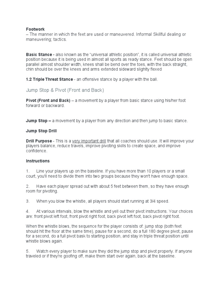 Jump Stop & Pivot (Front and Back) | PDF | Games Of Physical Skill ...