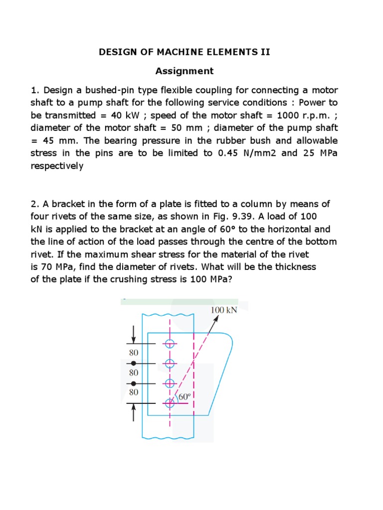 Design of Machine Elements Ii Assignment | PDF