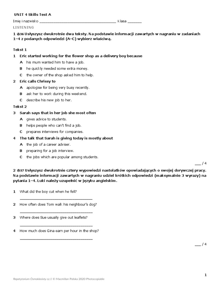 Unit 4 Skills Test A | PDF