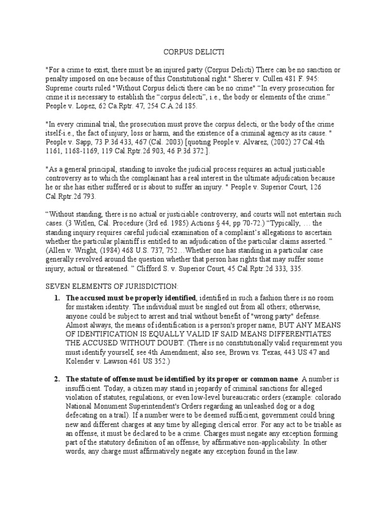 Corpus Delicti Information | PDF