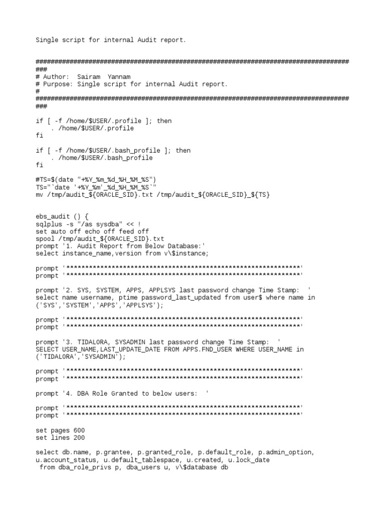Audit Shell Script | PDF | User (Computing) | Decibel