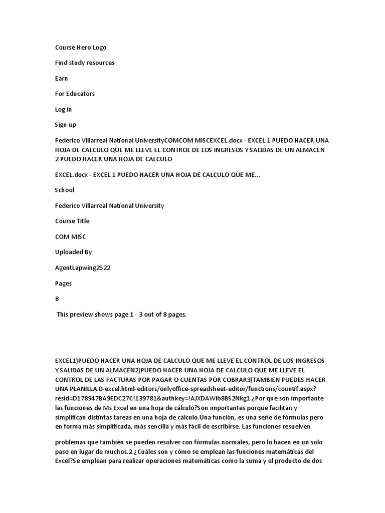 Course Hero Logo | PDF | Hoja de cálculo | Microsoft Excel