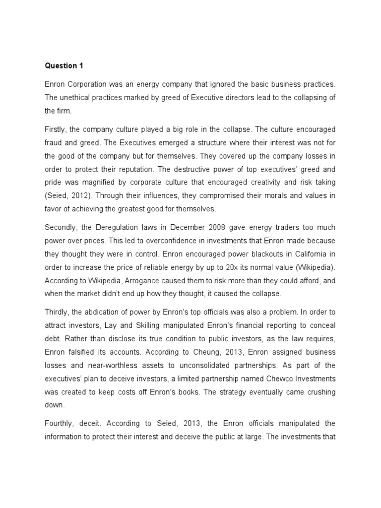 Case Study Assignment | PDF | Financial Audit | Enron