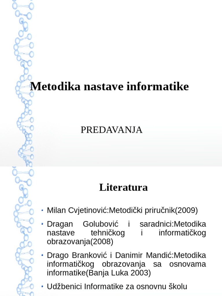 Metodika Nastave Informatike Predavanja 1 | PDF