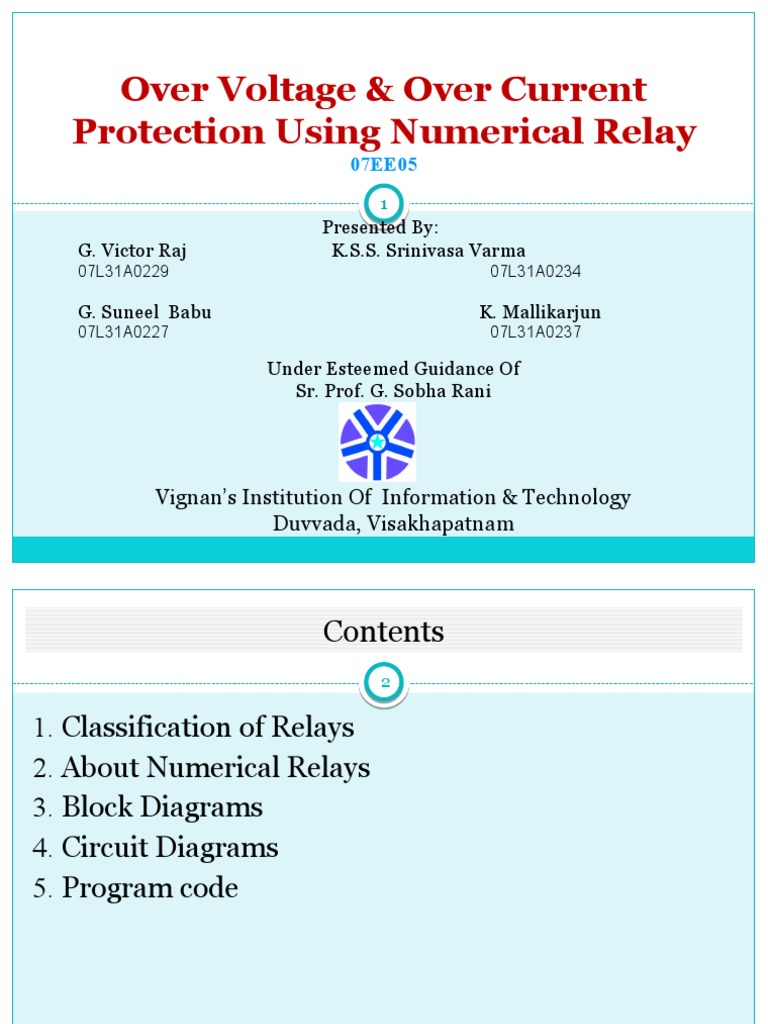 Over Voltage & Over Current Protection Using Numerical Relay | PDF ...