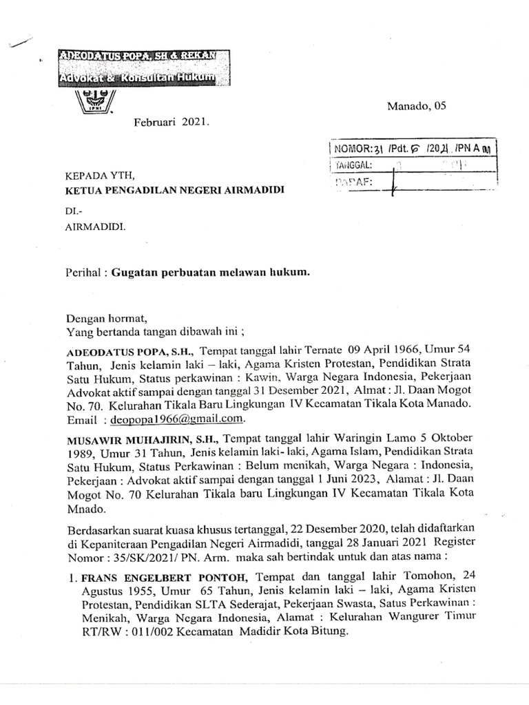 Gugatan PMH Musawir Muhajirin | PDF