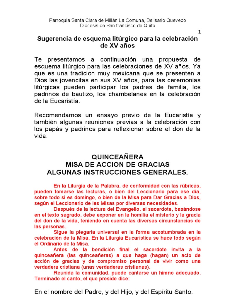 Ritual de Quince Años | PDF | Misa (liturgia) | eucaristía