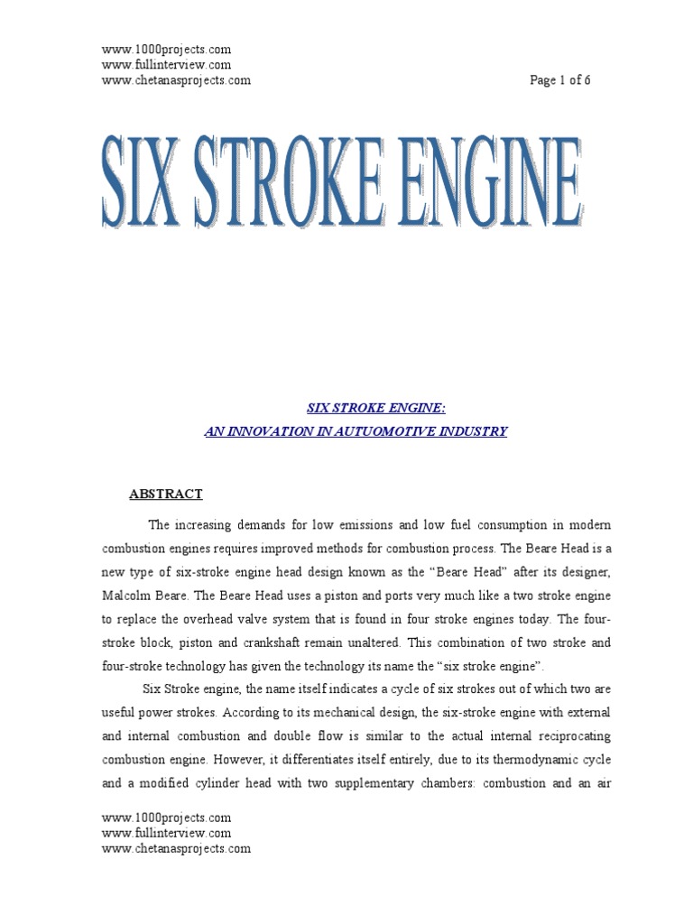 6 Stroke Engine | PDF | Internal Combustion Engine | Diesel Engine
