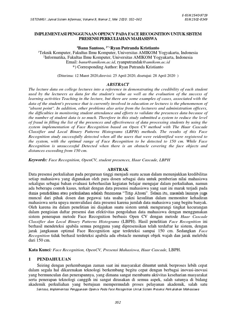 Implementasi Penggunaan Opencv Pada Face Recognition Untuk Sistem ...