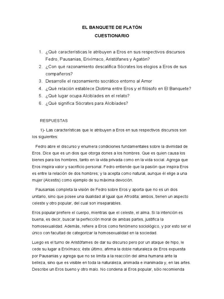 EL BANQUETE DE PLATÓN (2) TP | PDF | Simposio (Platón) | Platón