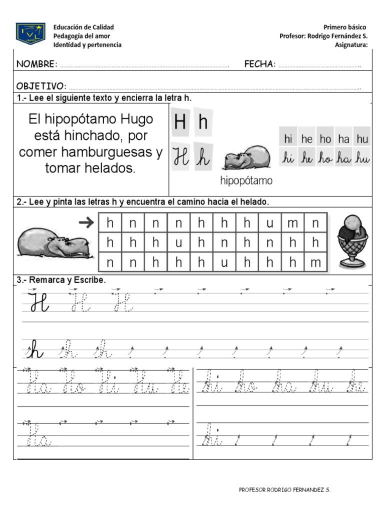 Guia Lenguaje Letra H | PDF