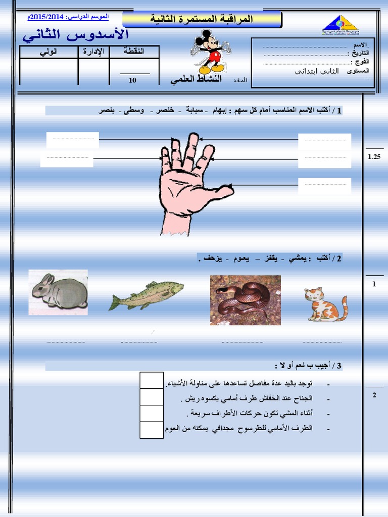 Devoir 4 Palier 2 Nachat 3ilmi 2trim 2aep | PDF