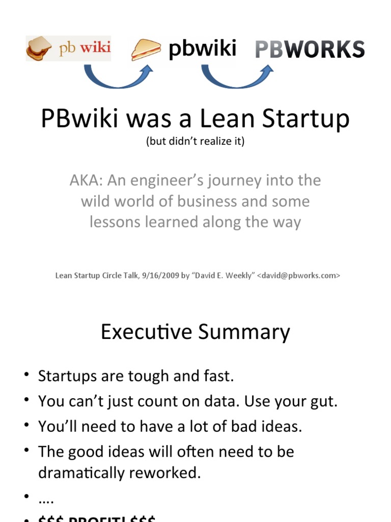 Pbwiki Was A Lean Startup | PDF | Startup Company | Small Business ...