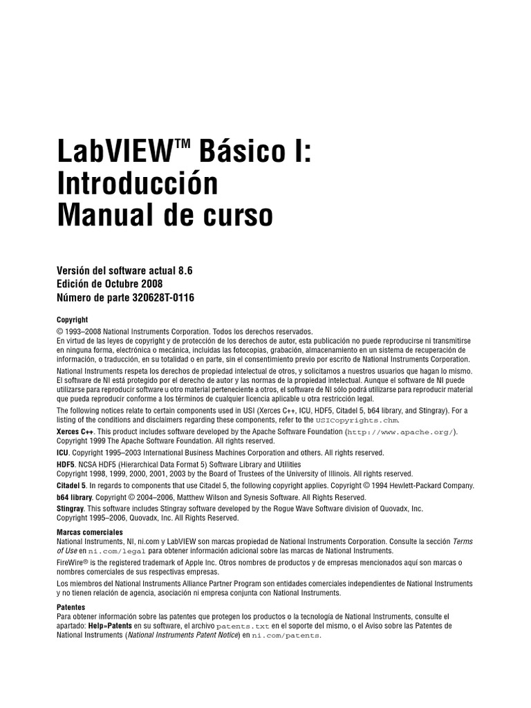 Labview Básico I: Introducción Manual de Curso | PDF | Ingeniería de software | Algoritmos