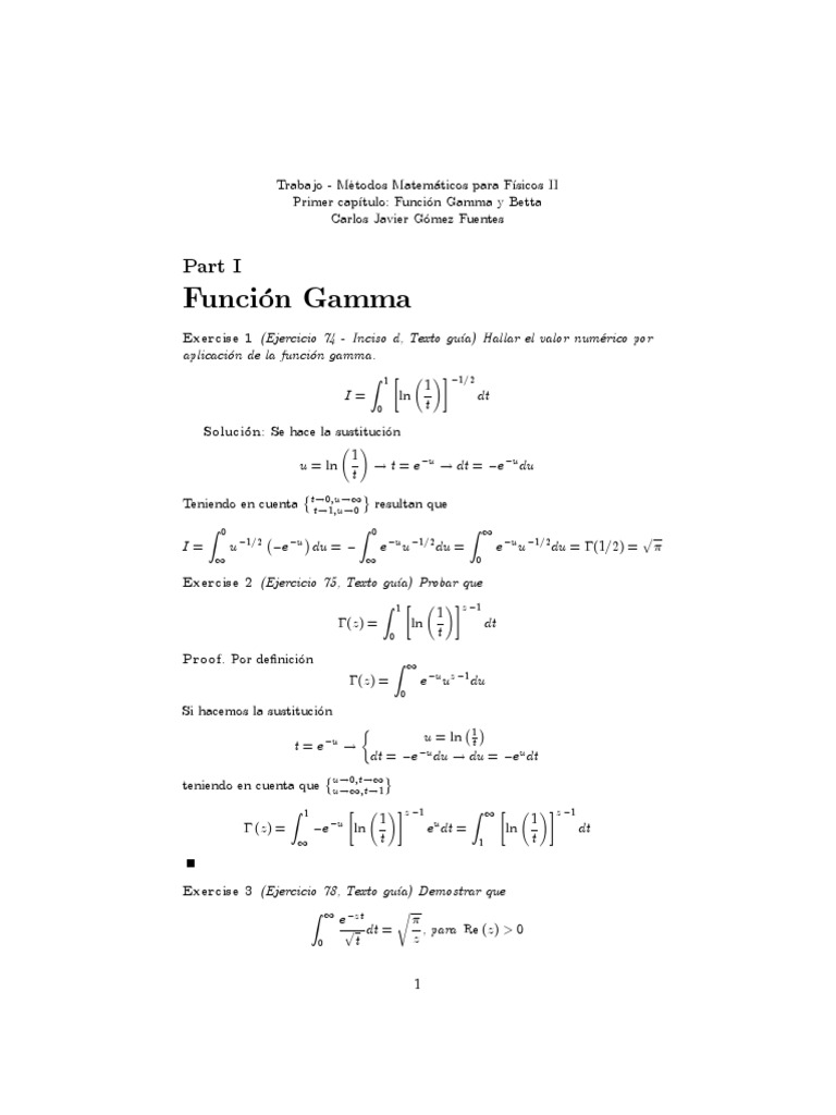 Funciones Gamma y Beta | PDF | Enseñanza de matemática | Análisis matemático