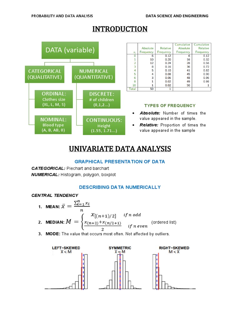 Univariate and Bivariate Data Analysis + Probability | PDF | Correlation And Dependence ...