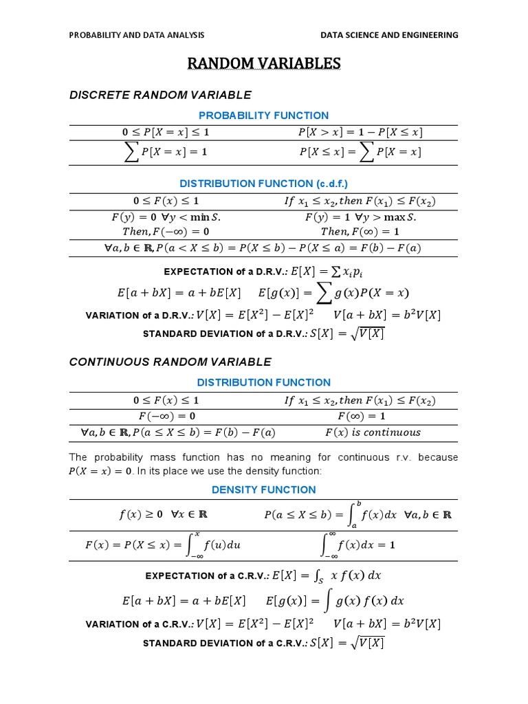 Random Variables + Distribution Models + Linear Regression | PDF ... Random Variables + Distribution Models + Linear Regression | PDF ...