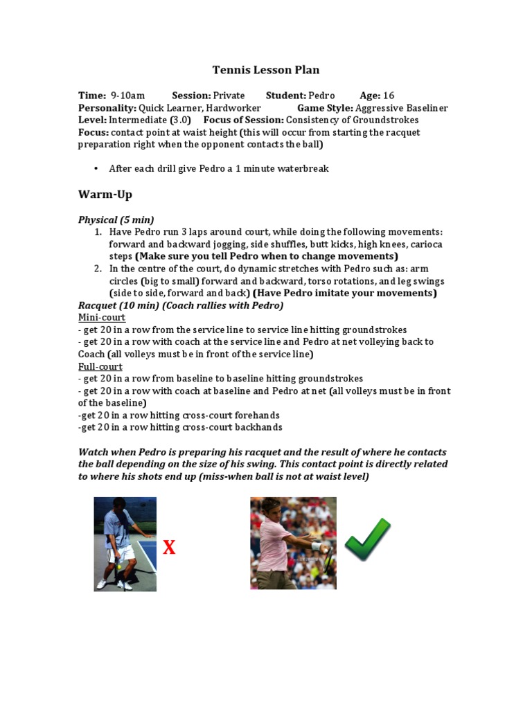 Tennis Lesson Plan | PDF | Leisure | Team Sports