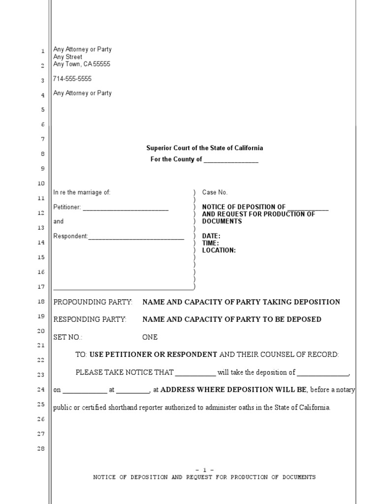 California Deposition Notice Template | PDF | Deposition (Law) | Legal ...