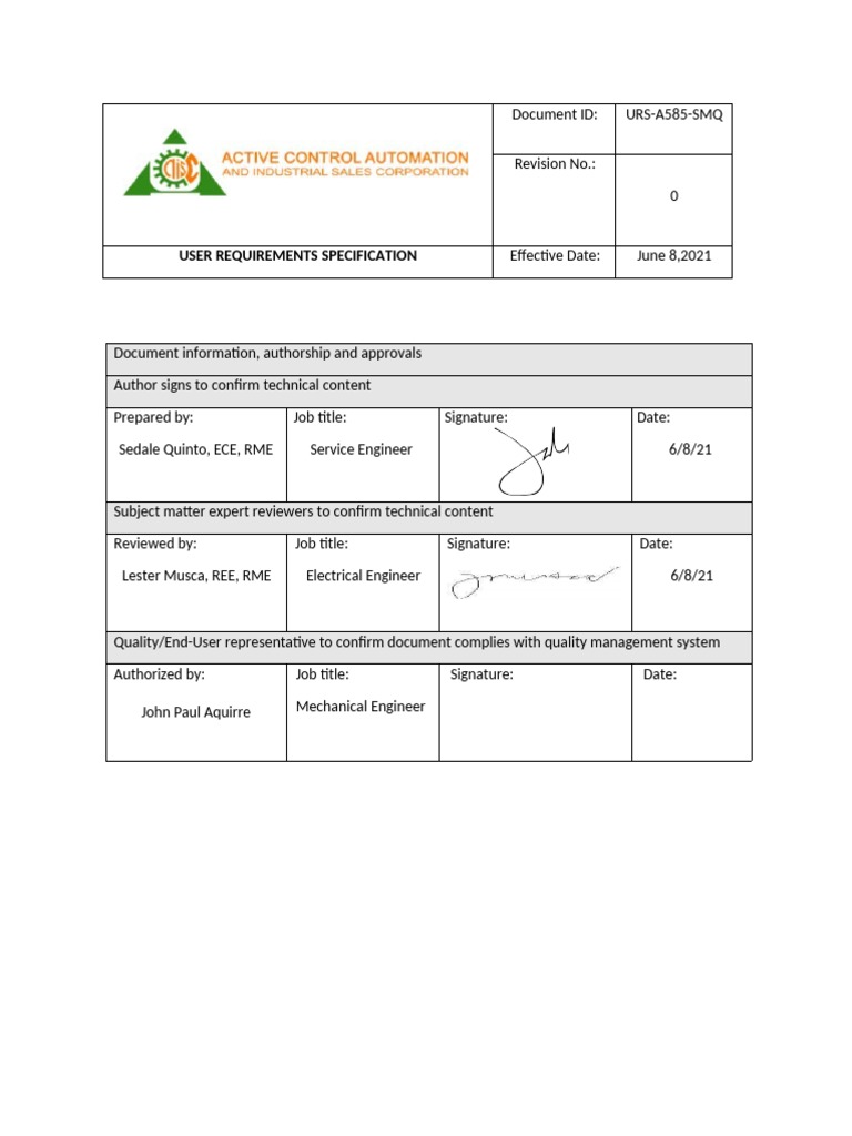 User Requirements Specification | PDF | Specification (Technical ...