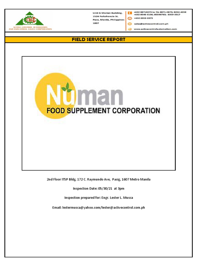 FIELD SERVICE REPORT INSPECTION | PDF | Electromagnetism | Manufactured ...