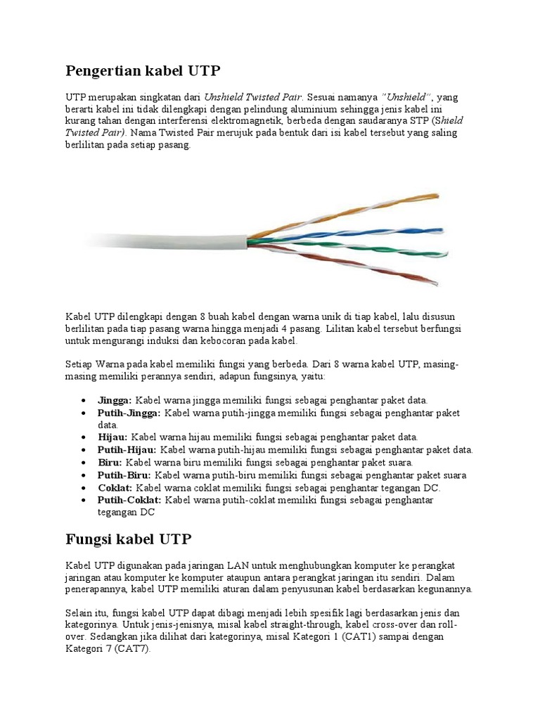 Pengertian Kabel UTP | PDF