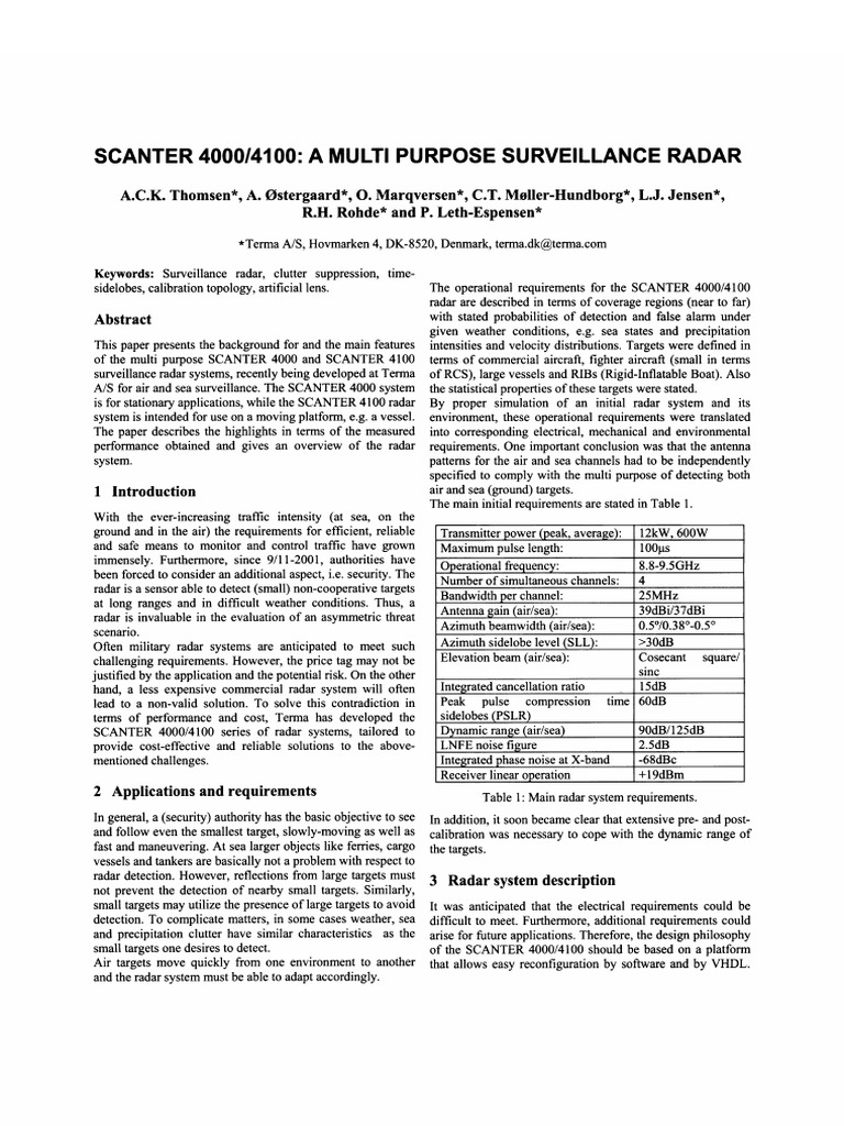 Scanter 4000/4100: A Multi Purpose Surveillance Radar | PDF | Radar | Antenna (Radio)