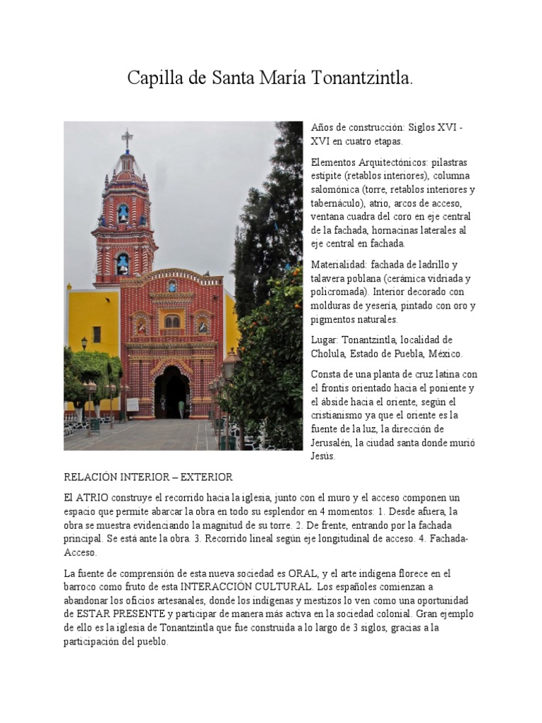 Capilla de Santa María Tonantzintla | PDF | Iglesia (edificio) | Diseño ...